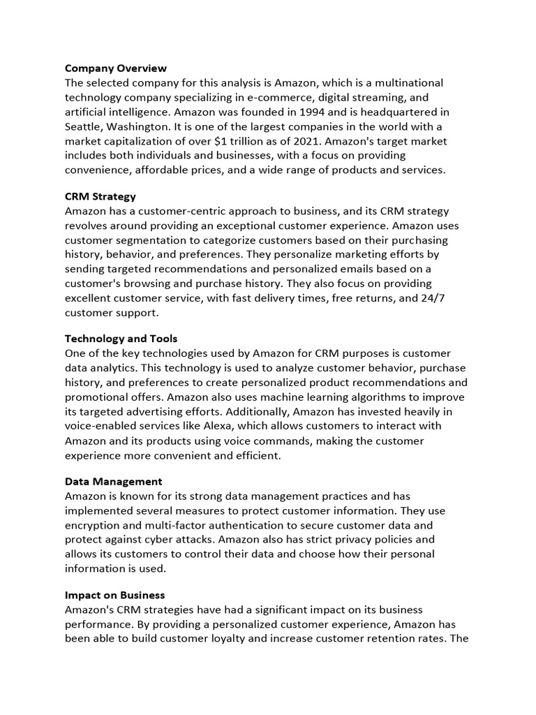 Company Overview | PDF | Customer Relationship Management | Information ...