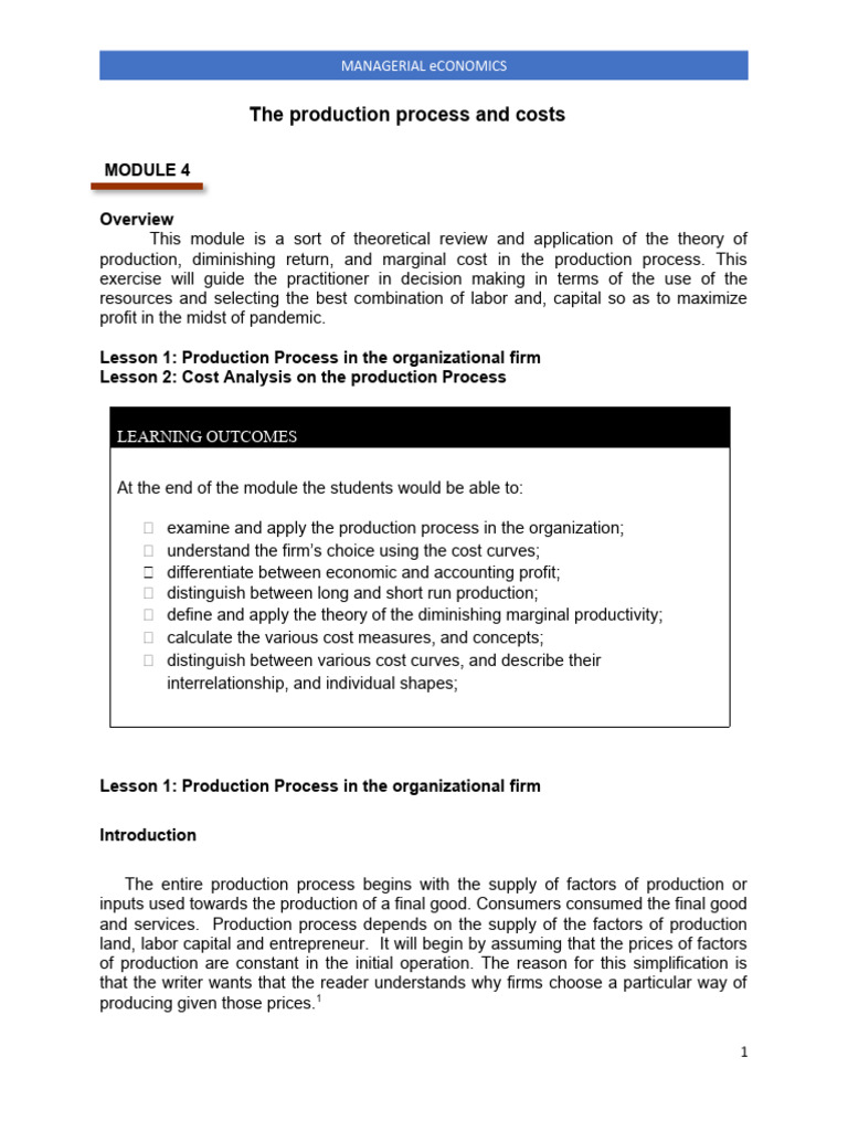 Module 4 - The Production Process and Its Cost | PDF | Marginal Cost ...