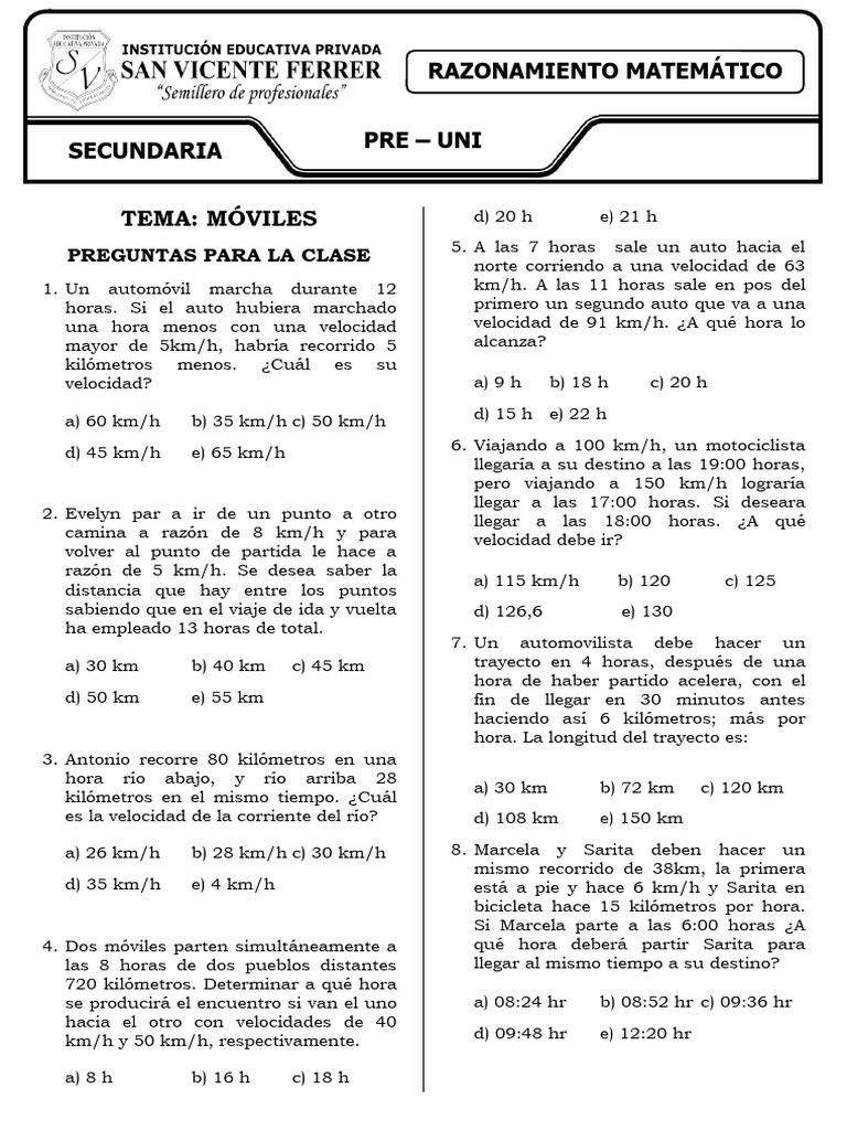FICHA 30 - PRE UNI - RAZ. MATE | PDF