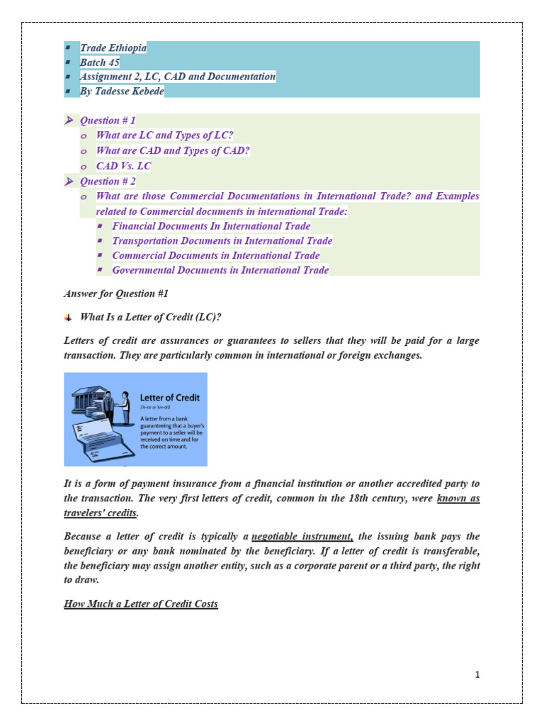 Assignment 2 LC, CAD and Documentation. | PDF | Letter Of Credit | Bill ...