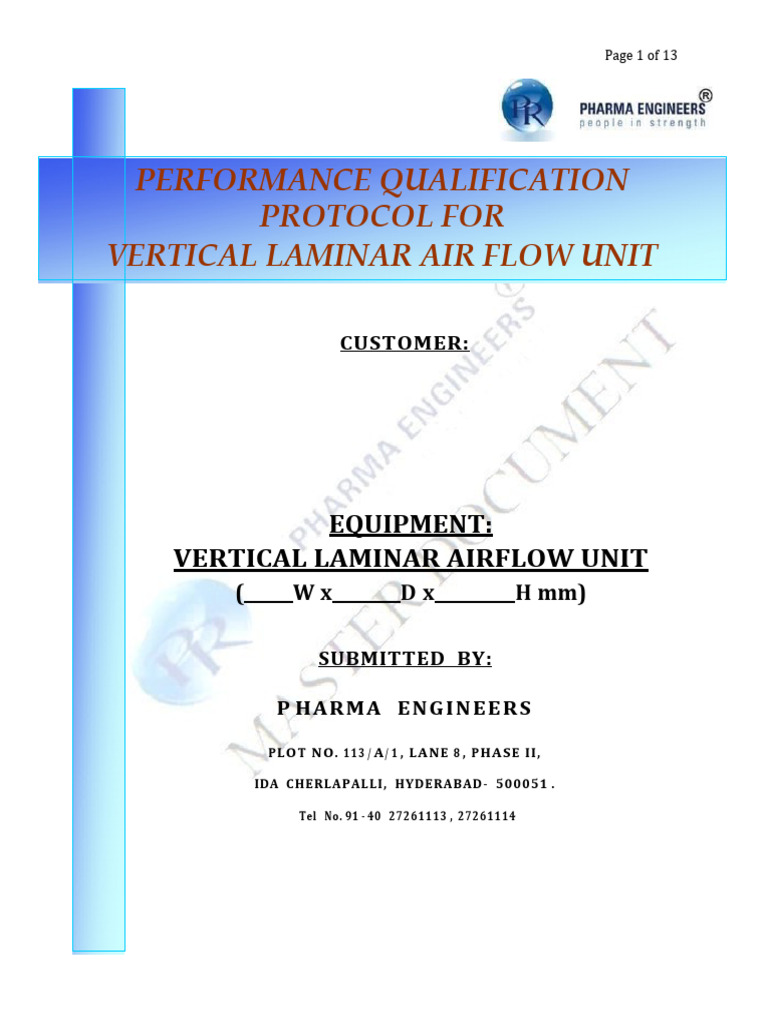 12.4 Performance Qualification Protocol For Laminar Air Flow Unit | PDF | Calibration | Laminar Flow