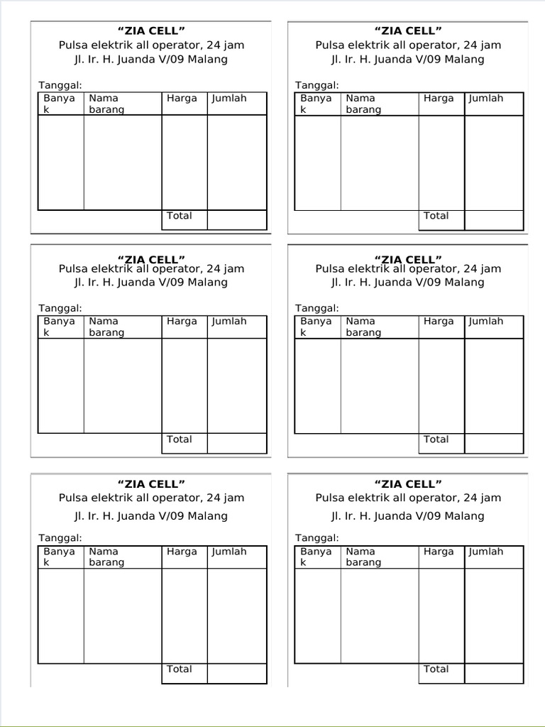 Dokumen - Tips - Nota Pulsa Zia Cell | PDF