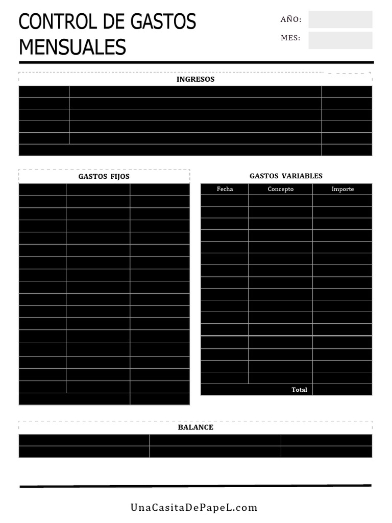 Plantillas Control de Gastos Mensuales | PDF
