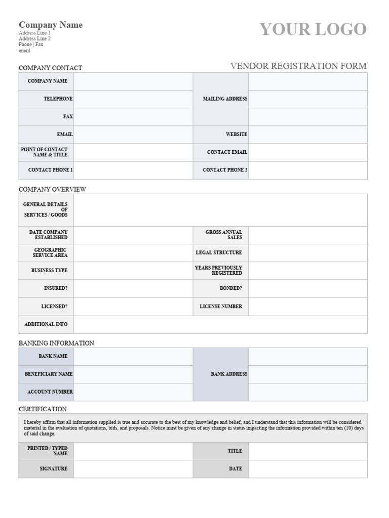 IC Vendor Registration Form 10891 | PDF
