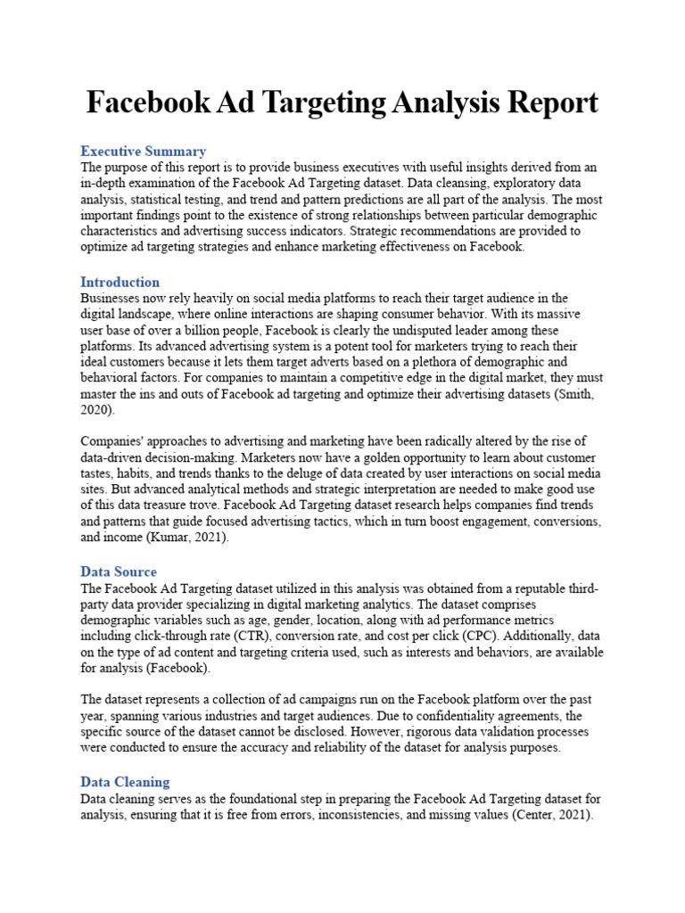 Facebook Ad Targeting Analysis Report | PDF | Data Analysis | Advertising