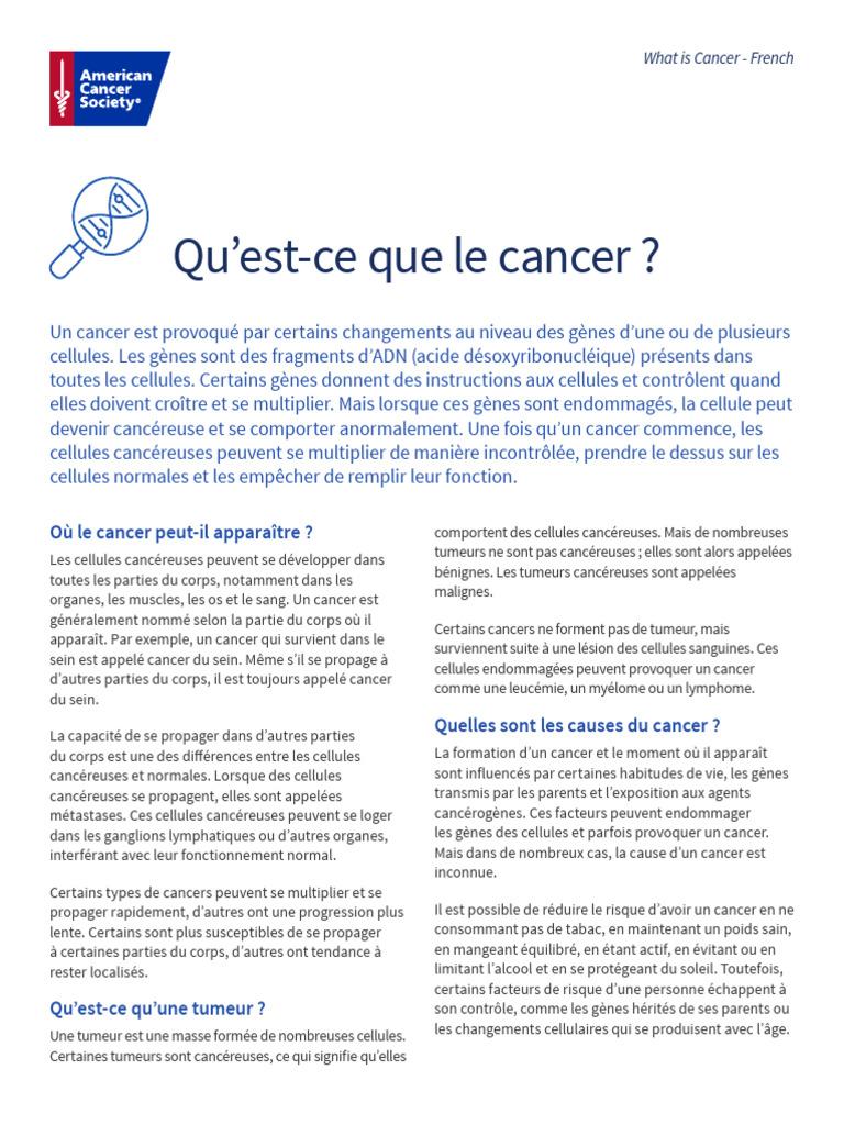 Comprendre le cancer : définition et traitement | PDF | Cancer ...