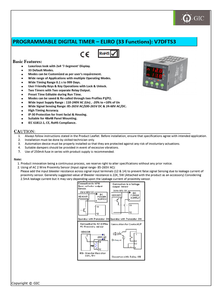 v7dfts3 Instructions | PDF | Timer | Relay