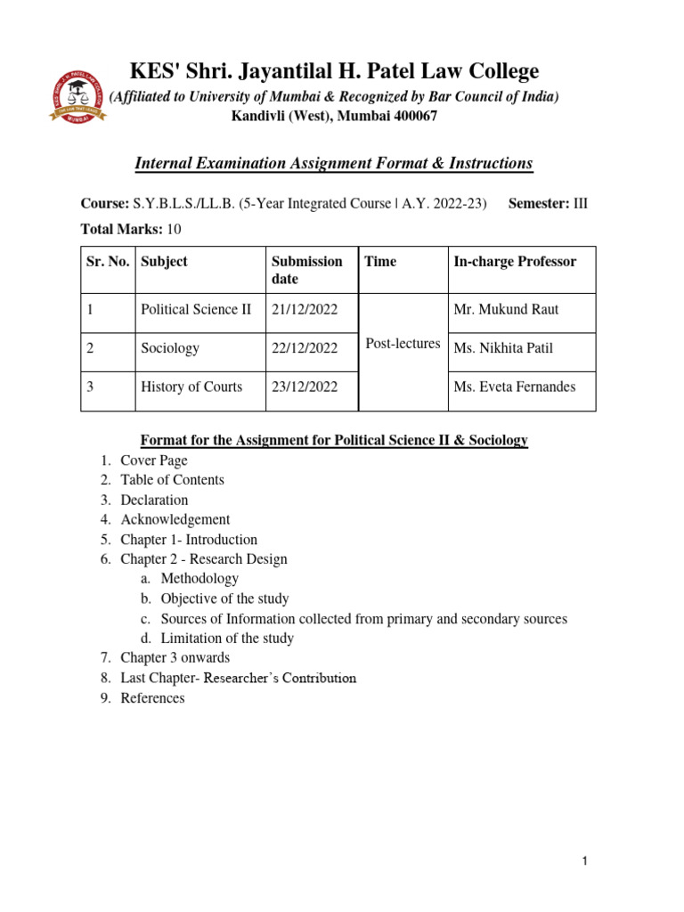 Instructions For The Assignments | PDF