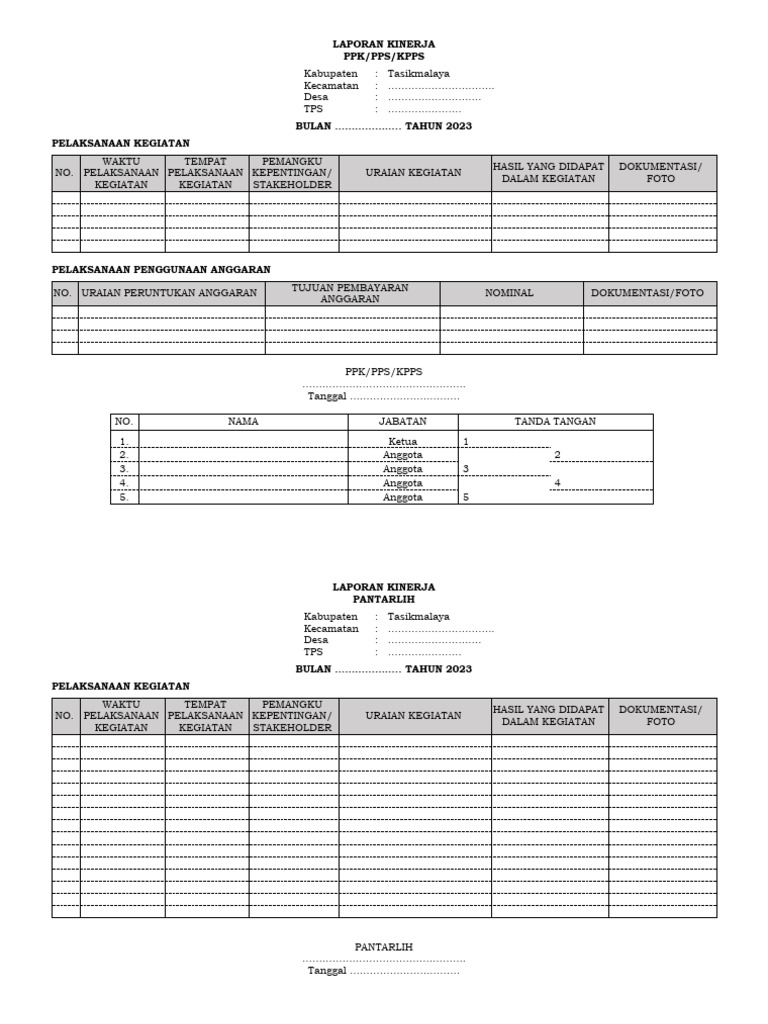 Laporan Kinerja Badan Adhoc | PDF