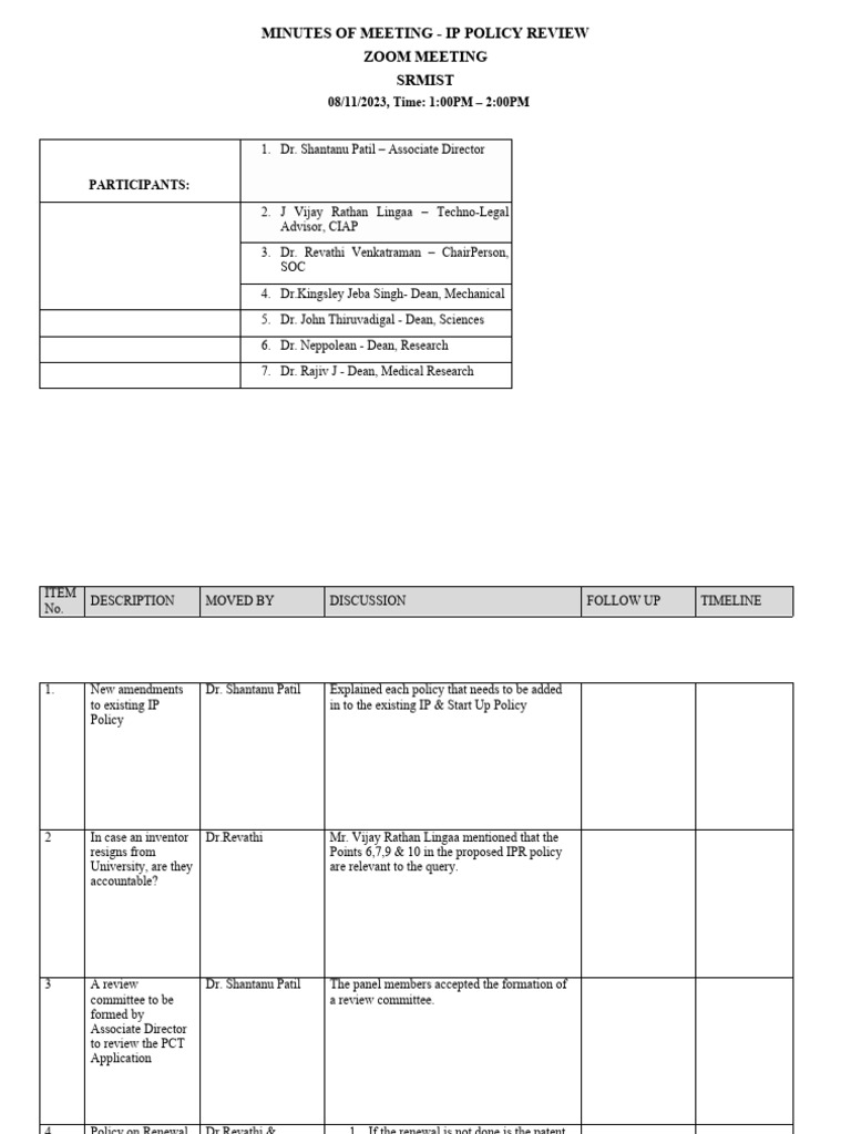 Mom - Ip Policy - New Additions Review - 08.11.2023 | PDF | Patent | Intellectual Property