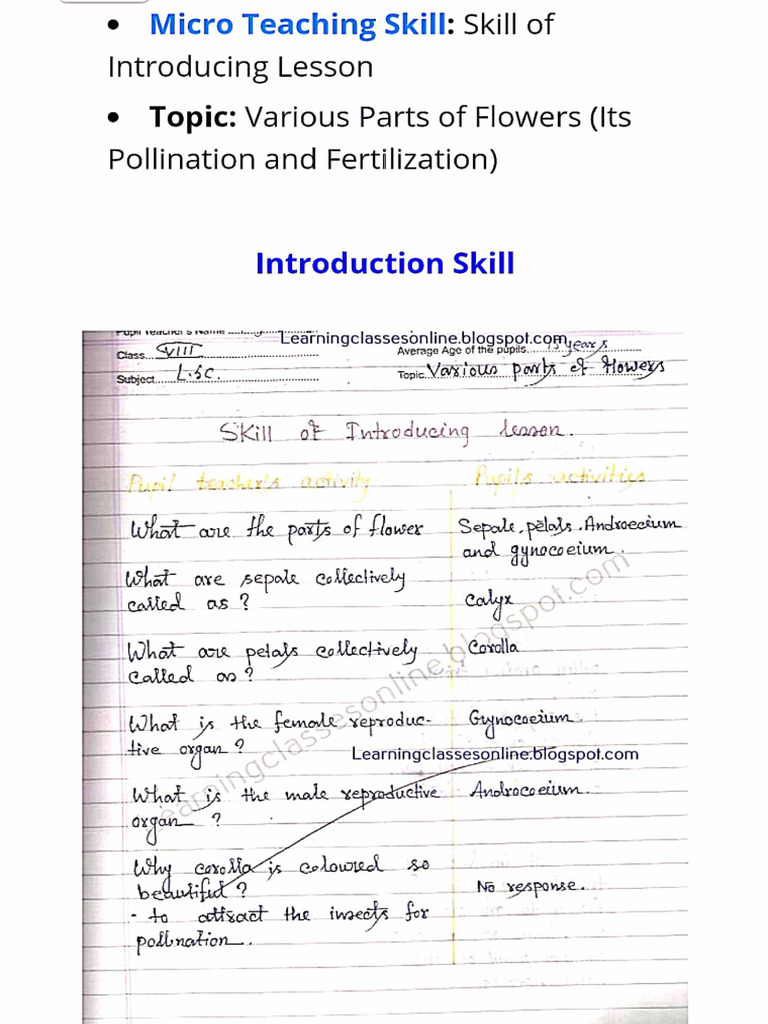 Biology Micro Teaching Lesson Plan | PDF