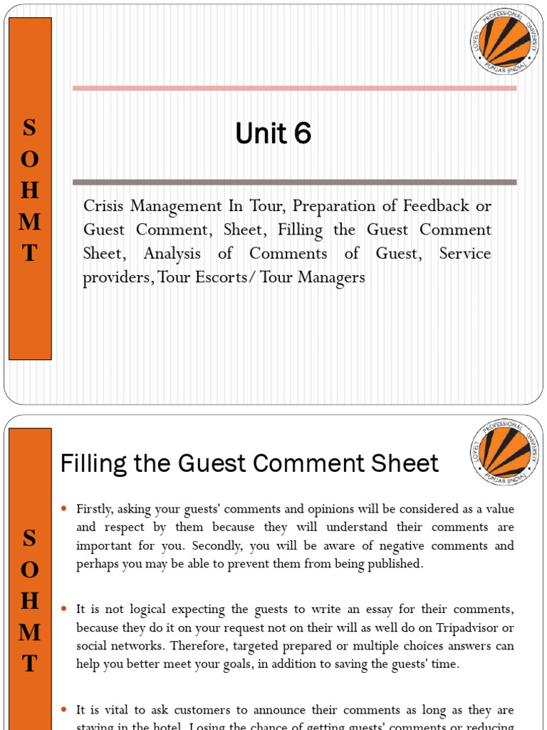 Filling Guest Comment Sheet | PDF