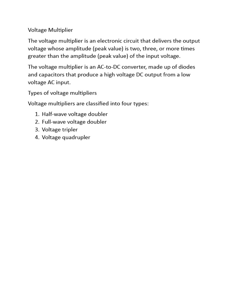Voltage Multiplier | PDF | Rectifier | Capacitor
