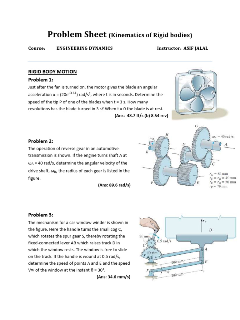 Problem Sheet No 01 | PDF | Velocity | Acceleration