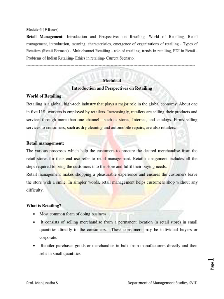 SRM - Module 4 | PDF | Retail | Franchising