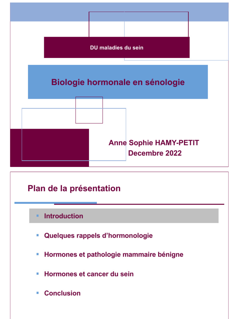 05 Anne Sophie HAMY PETIT BIOLOGIE HORMONALE EN SENOLOGIE | PDF | Cycle ...