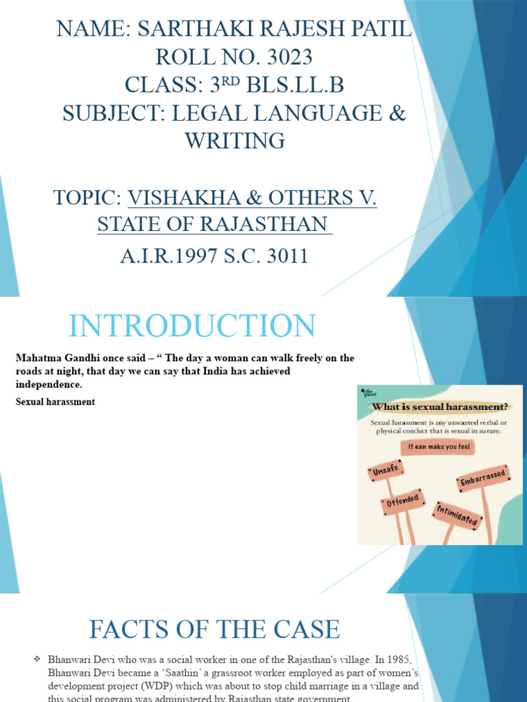 Vishaka Case: Landmark Ruling on Sexual Harassment | PDF | Sexual ...