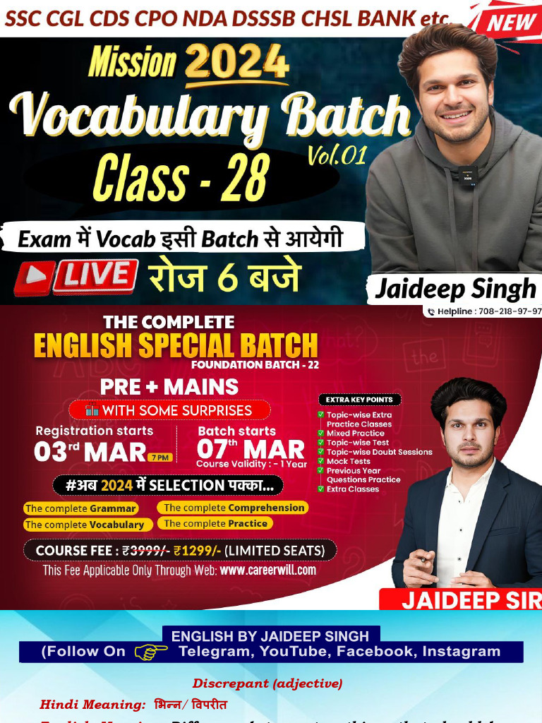 Vocab Class 28 Vol. 01 | PDF | Adjective