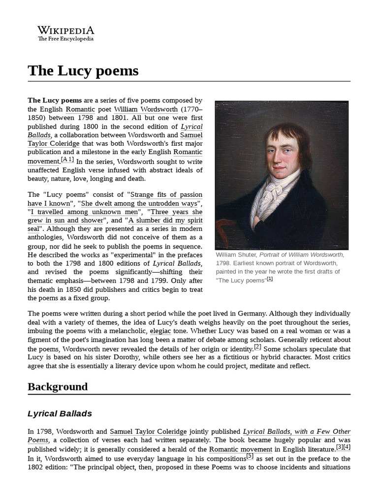 The Lucy Poems | PDF | Poems | Poetry