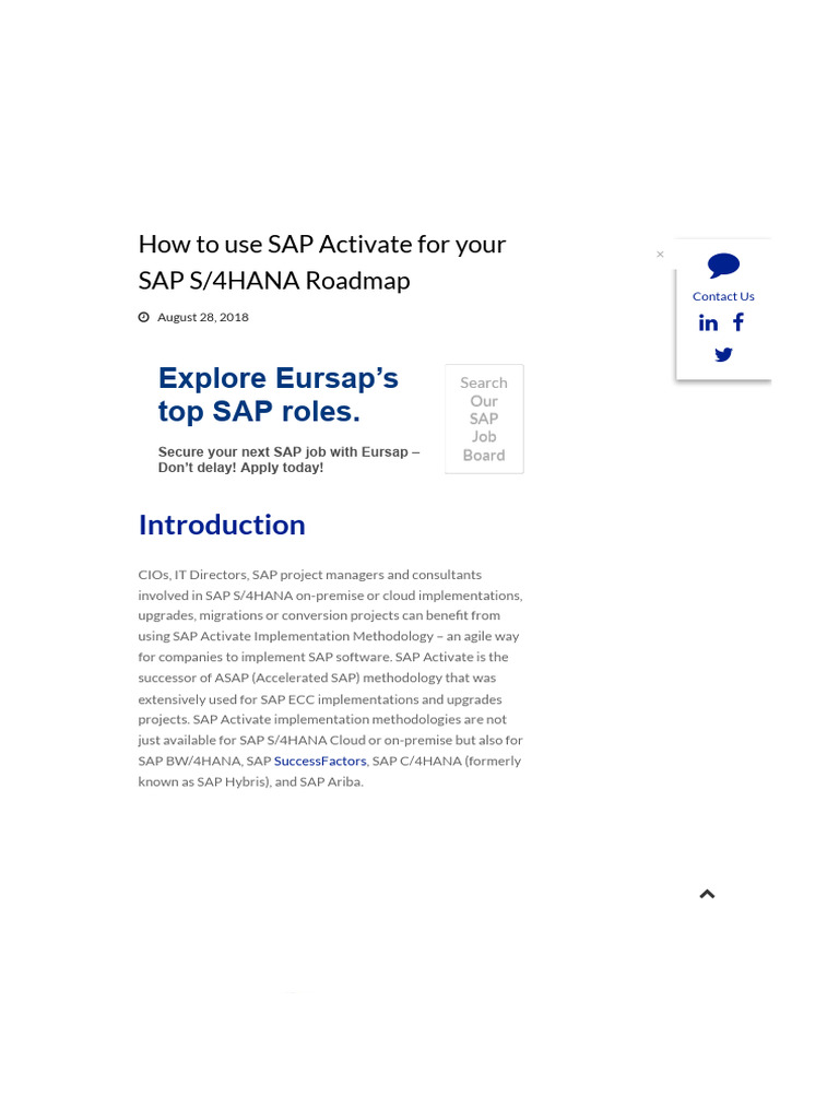 SAP Activate Methodology for S/4HANA | PDF | Software Development Process | Implementation