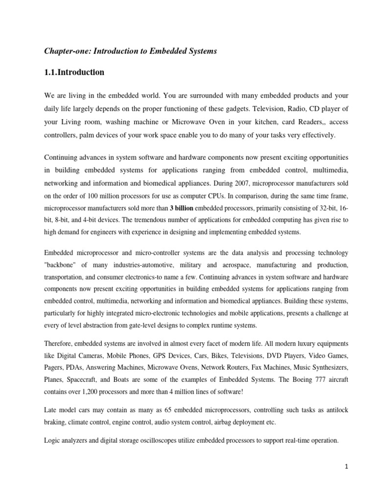 Chapter 1 Embedded Systems | PDF | Embedded System | Random Access Memory