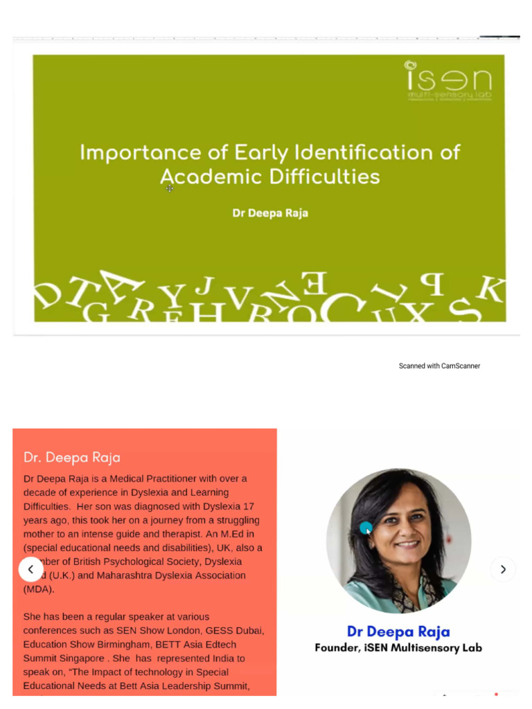 The Importance of Early Identification of Academic Difficullties, DR ...