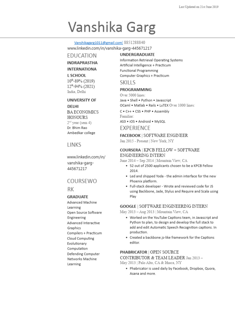 CV Template | PDF | Computing | Software Engineering