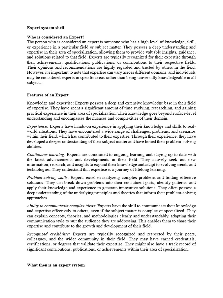 Expert Systems and Their Shells | PDF | Expert | Knowledge