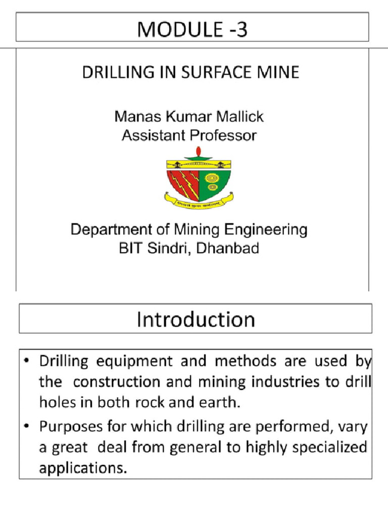 Drilling in Surface Mining. | PDF