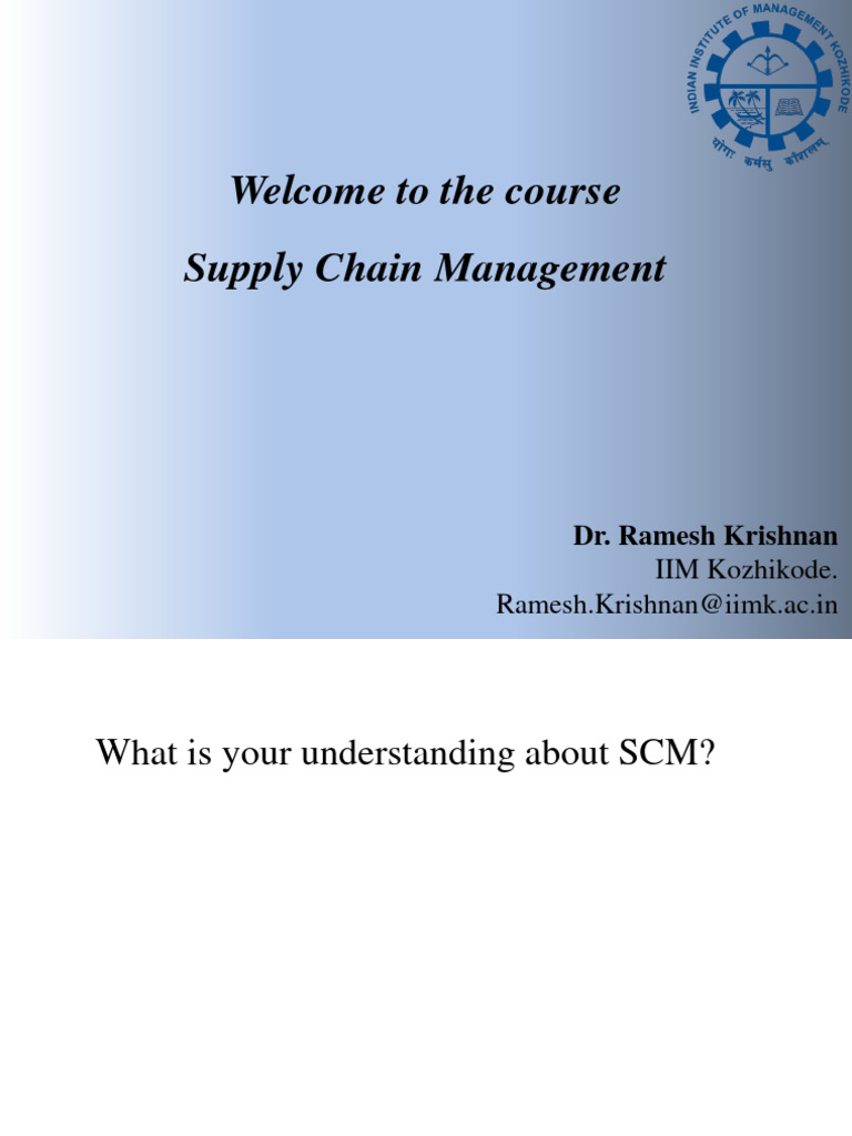 Topic 1 - Understanding The Supply Chain | PDF | Supply Chain | Supply ...