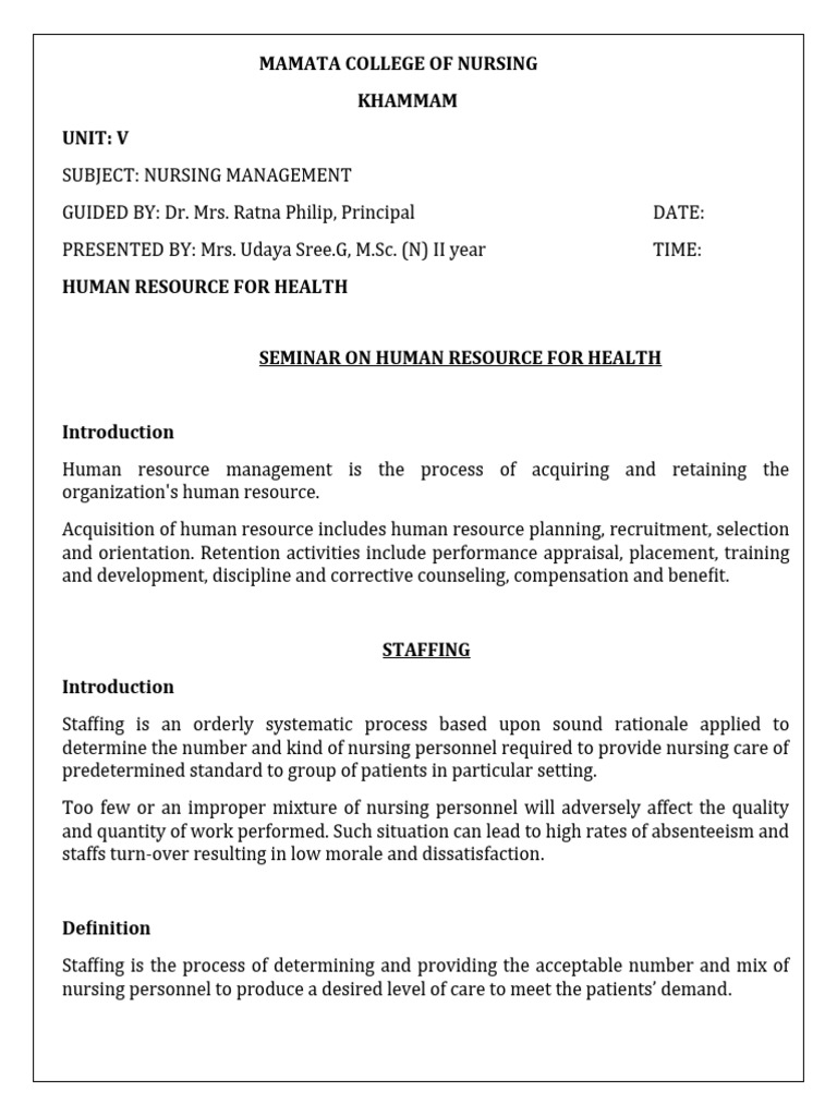 Human Resource Management in Nursing | PDF | Recruitment | Employment