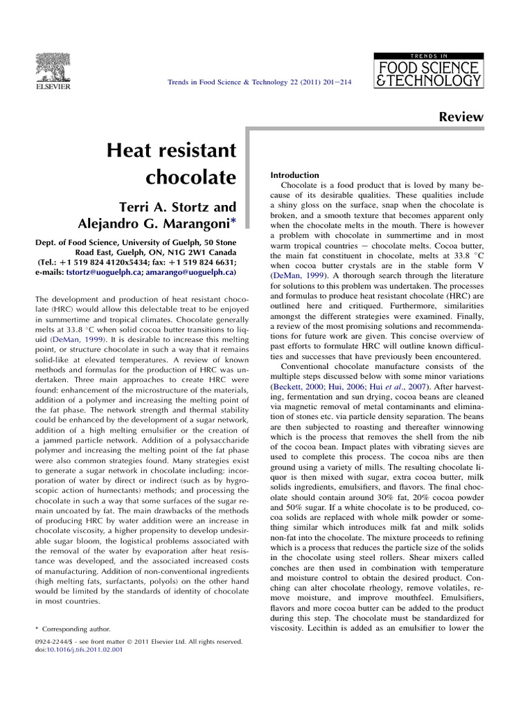 Heat Resistant Chocolate | PDF | Chocolate | Sucrose