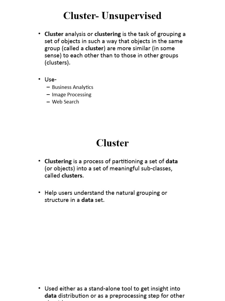 Cluster Unsupervised | PDF | Cluster Analysis | Data Analysis Cluster Unsupervised | PDF | Cluster Analysis | Data Analysis