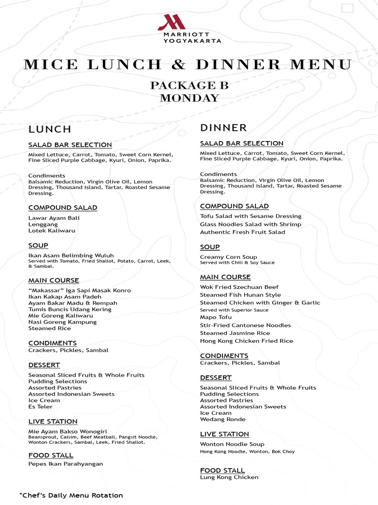 Mice Lunch & Dinner Rotation | PDF | Indonesian Cuisine | Salad
