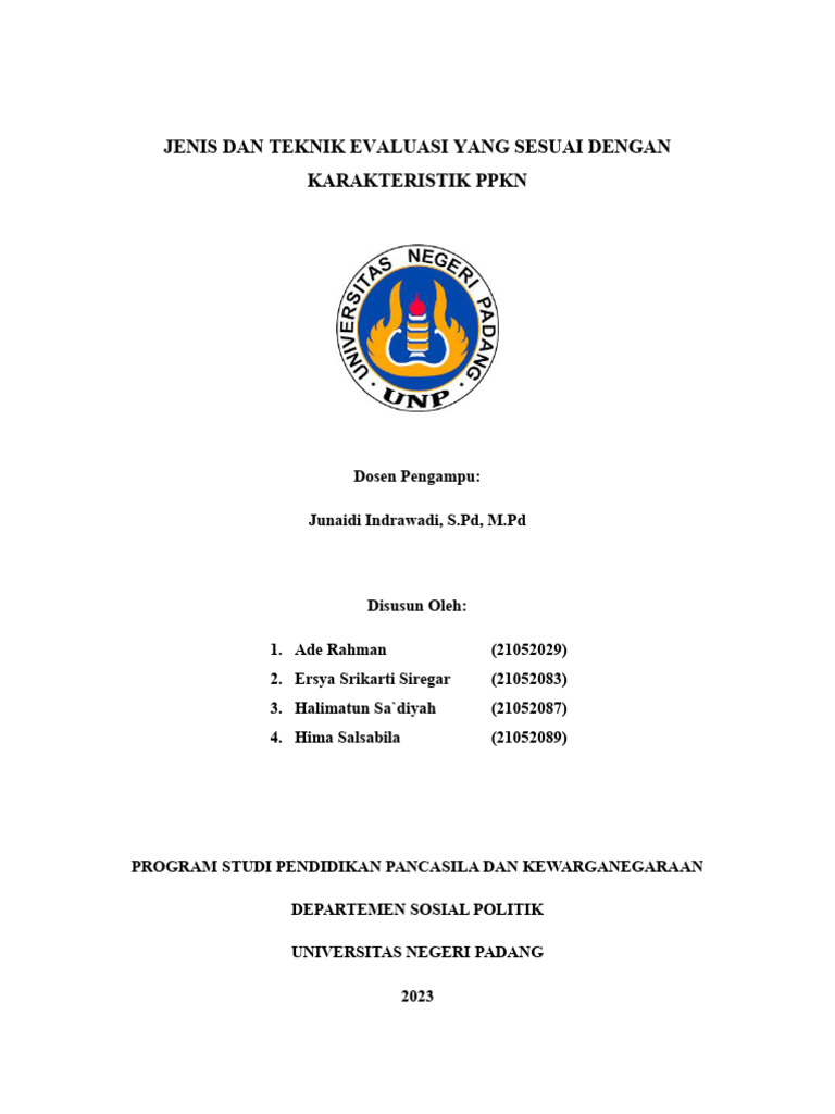KEL.2 - JENIS DAN TEKNIK EVALUASI PPKN | PDF | Karier & Perkembangan