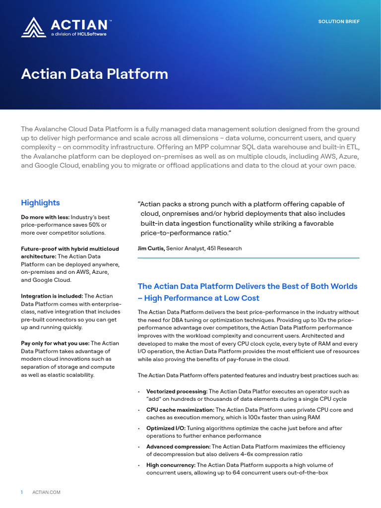 Actian Data Platform - EN - V2-2023-9 | PDF | Cloud Computing | Scalability