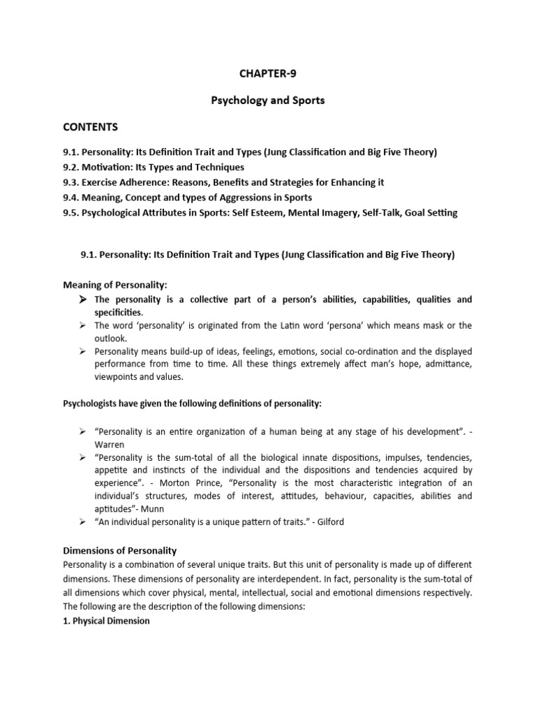 Class 12 Chapter-9 Psychology and Sports Session 2023-24 | PDF | Motivational | Motivation