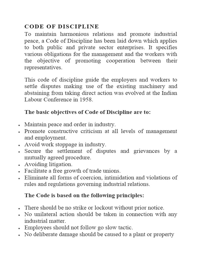 Unit IV Discipline | PDF | Strike Action | Lockout (Industry)