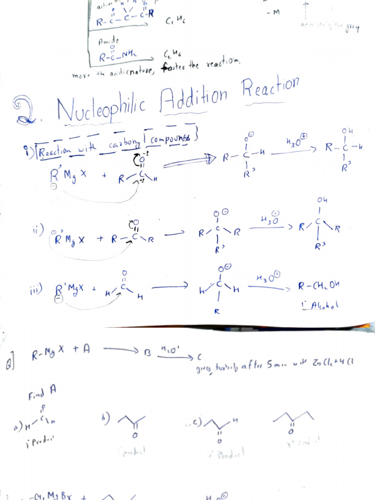 Nucleophilic Addition Reaction of Alkyl Hallides Handwritten by Neil ...