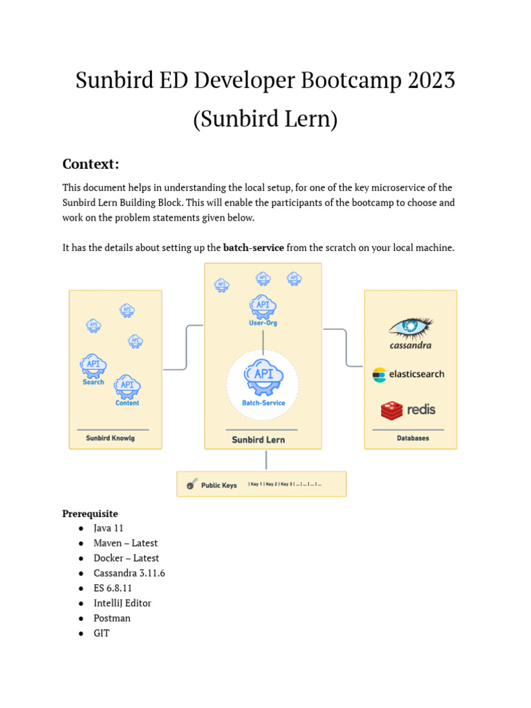 Sunbird ED Developer Bootcamp 2023 | Download Free PDF | Backup | Computer File