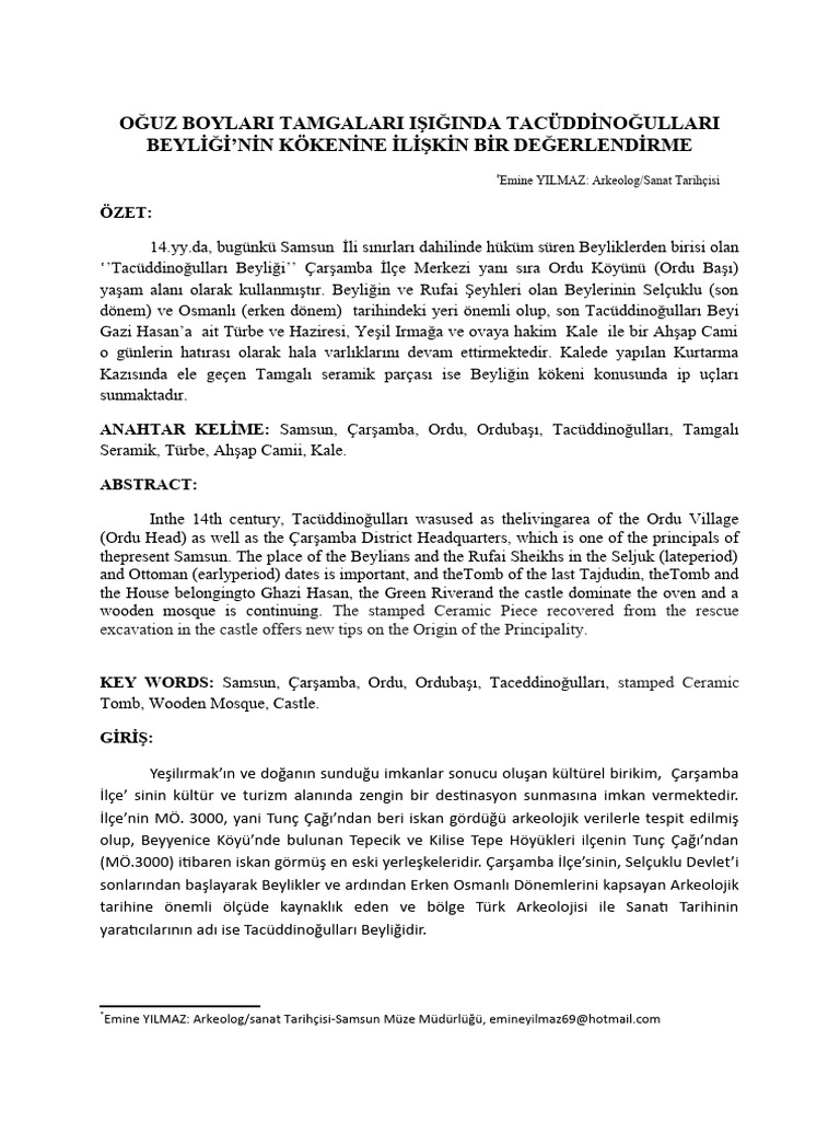 62647, Oguz Boylari Tamgalari Isiginda Tacuddinogullari Beylig | PDF