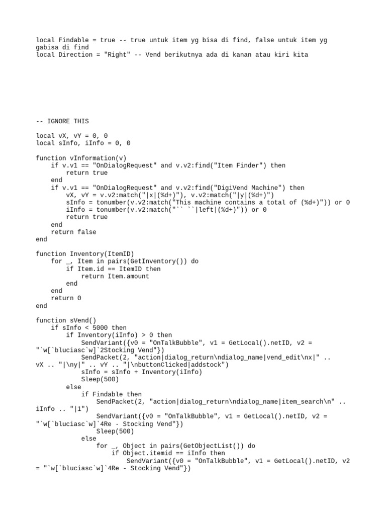 Auto Vend Restocking Script | PDF