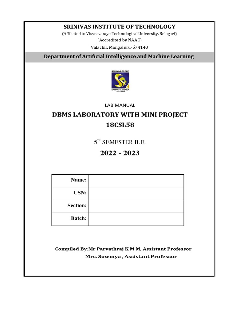 DBMS Lab | PDF | Databases | Engineering