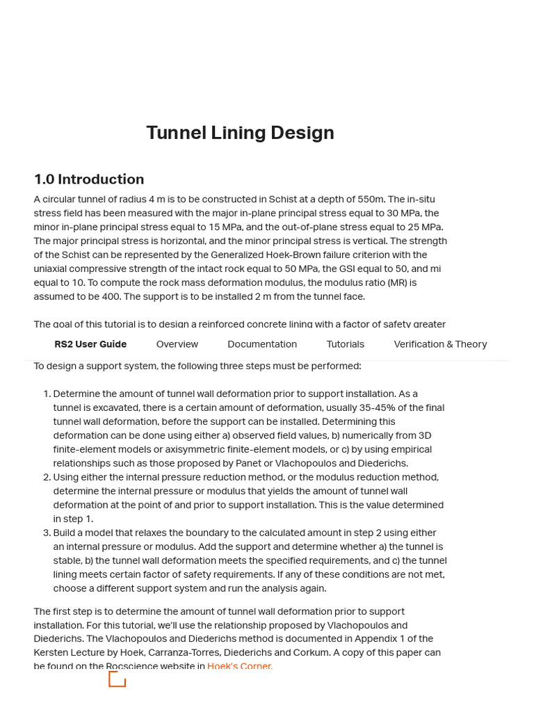 RS2 Tutorials - Tunnel Lining Design | PDF | Deformation (Engineering) | Fracture Mechanics