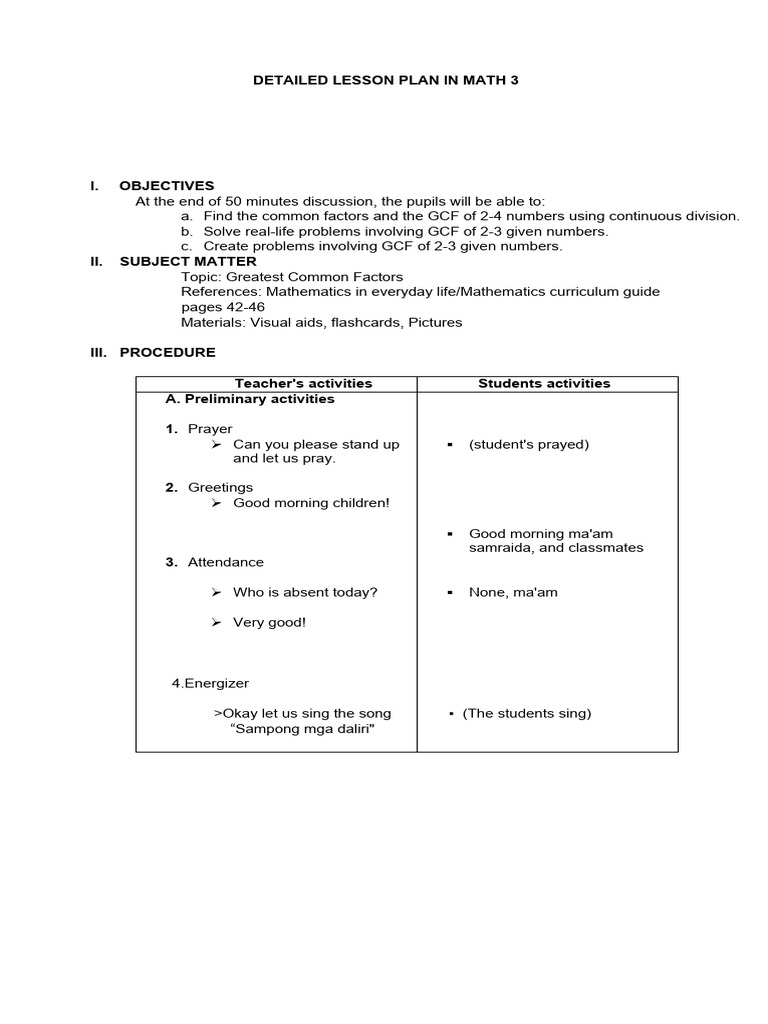 MATH LESSON PLAN FINAL (2nd Sem) | PDF | Lesson Plan | Teaching