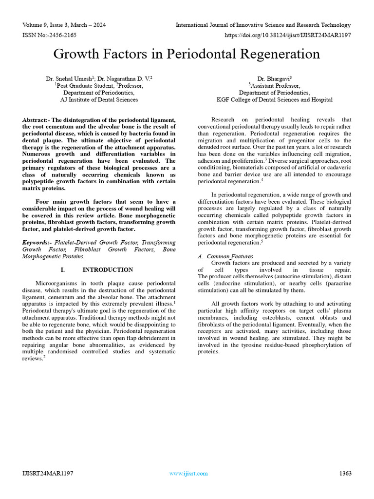 Growth Factors in Periodontal Regeneration | PDF | Wound Healing ...