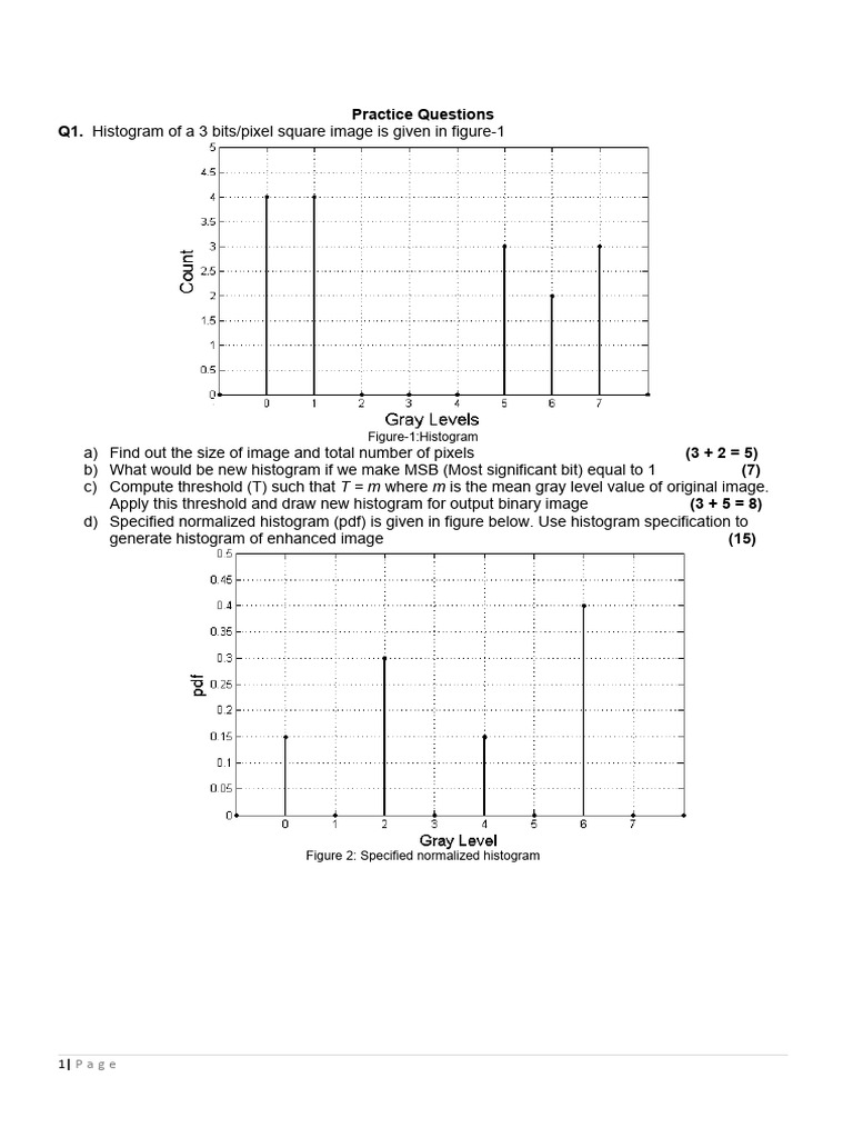 Digital Image Processing Practice Questions | PDF | Signal Processing ...