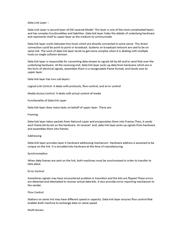Link Layer | PDF | Channel Access Method | Network Switch