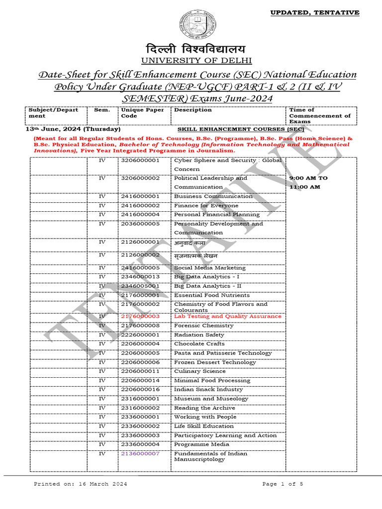 SEC Exam Date-Sheet June 2024 | PDF | Science | U.S. Securities And ...