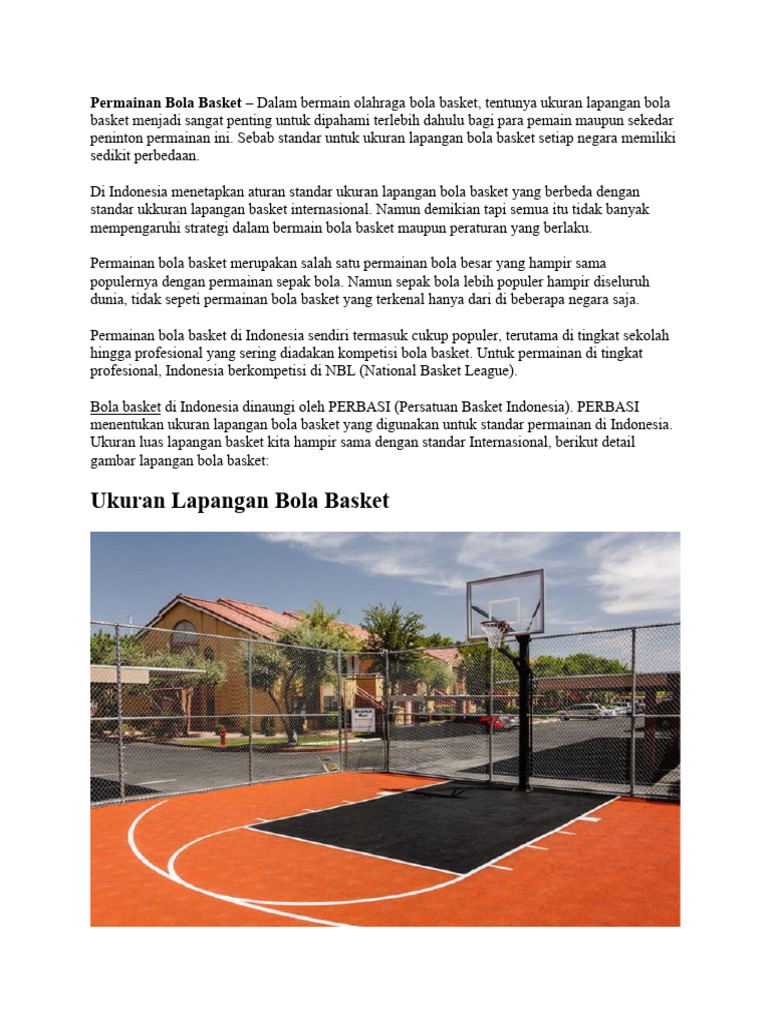 Ukuran dan Aturan Lapangan Basket | PDF